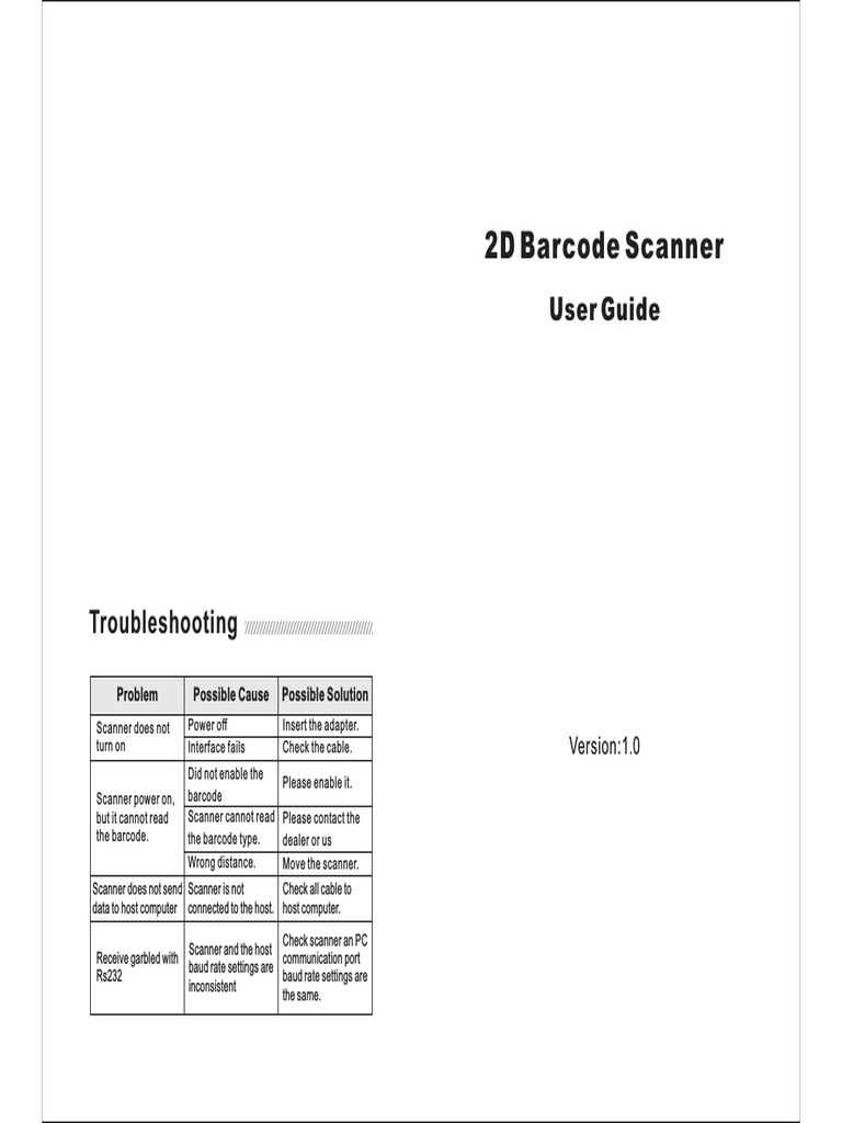 MJ-340 Barcode Scanner User Guide | PDF | Barcode | Image Scanner