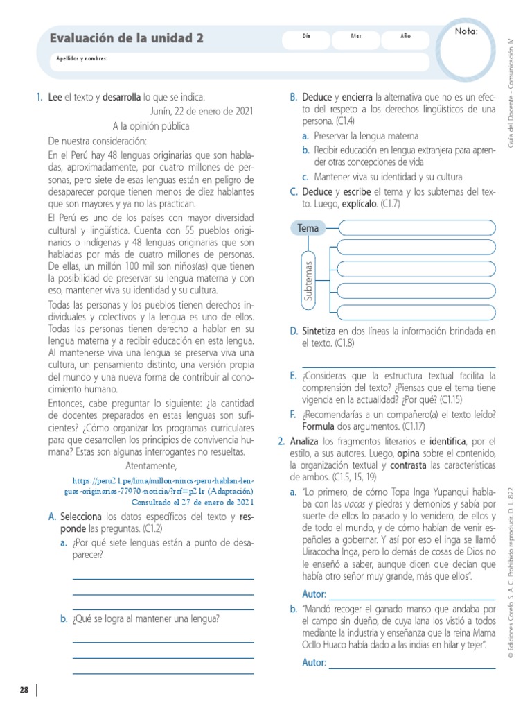 Evaluación U2 | PDF | Comunicación humana | Lingüística