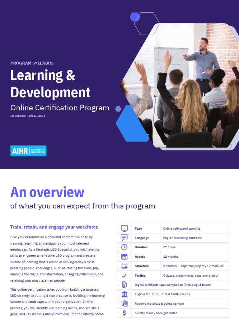 Learning Development Certificate Program Syllabus AIHR | PDF ...
