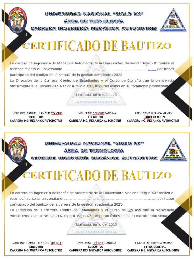 Certificado de Bautizo | PDF