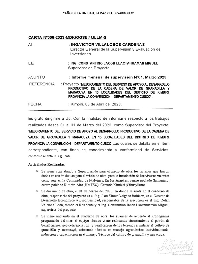 Carta N°006 2023-Mdk-Oseli-Jllm-S. | PDF | Negocios