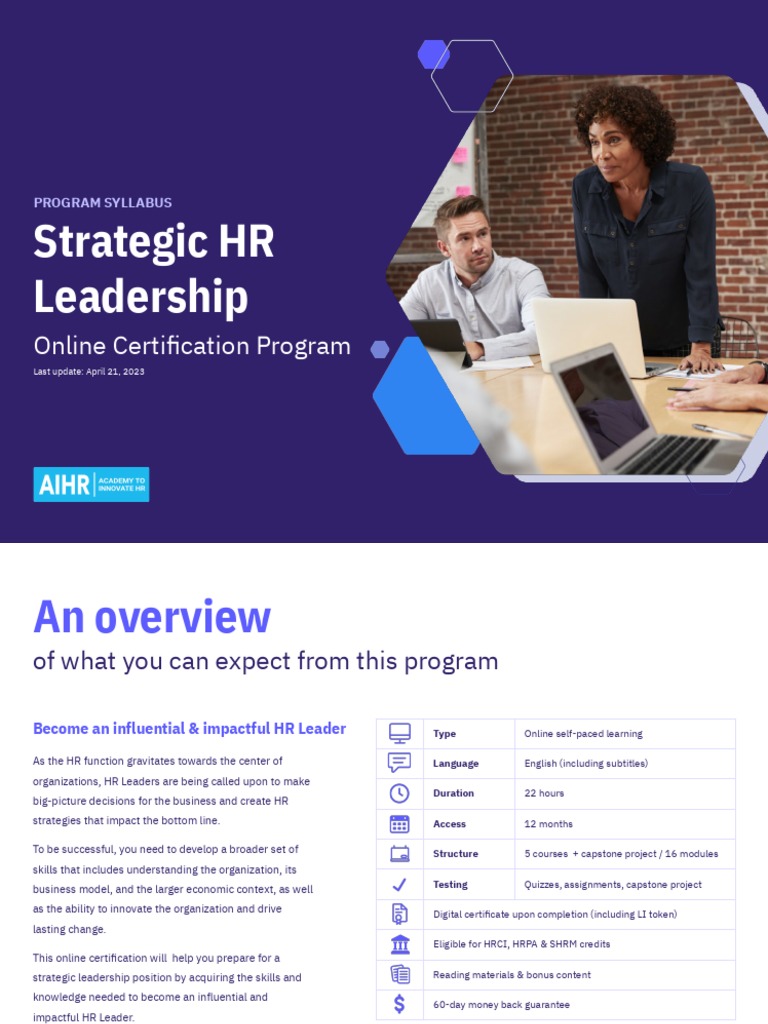 HR Leadership Certificate Program Syllabus AIHR | PDF | Strategic ...