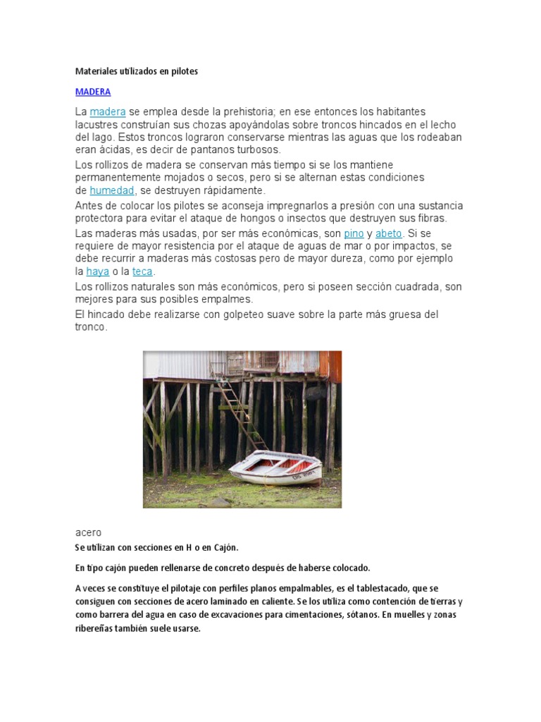 Materiales Utilizados en Pilotes | PDF | Hormigón | Acero
