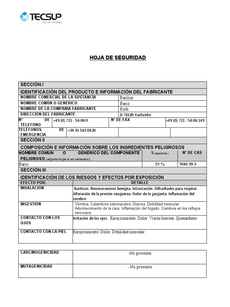 Hojas de Seguridad | PDF | Agua | Residuos