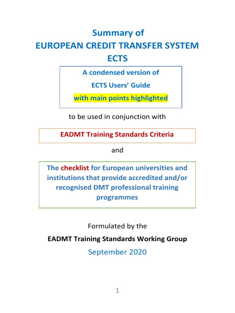 Summary of ECTS Users Guide | PDF | Educational Assessment | Learning