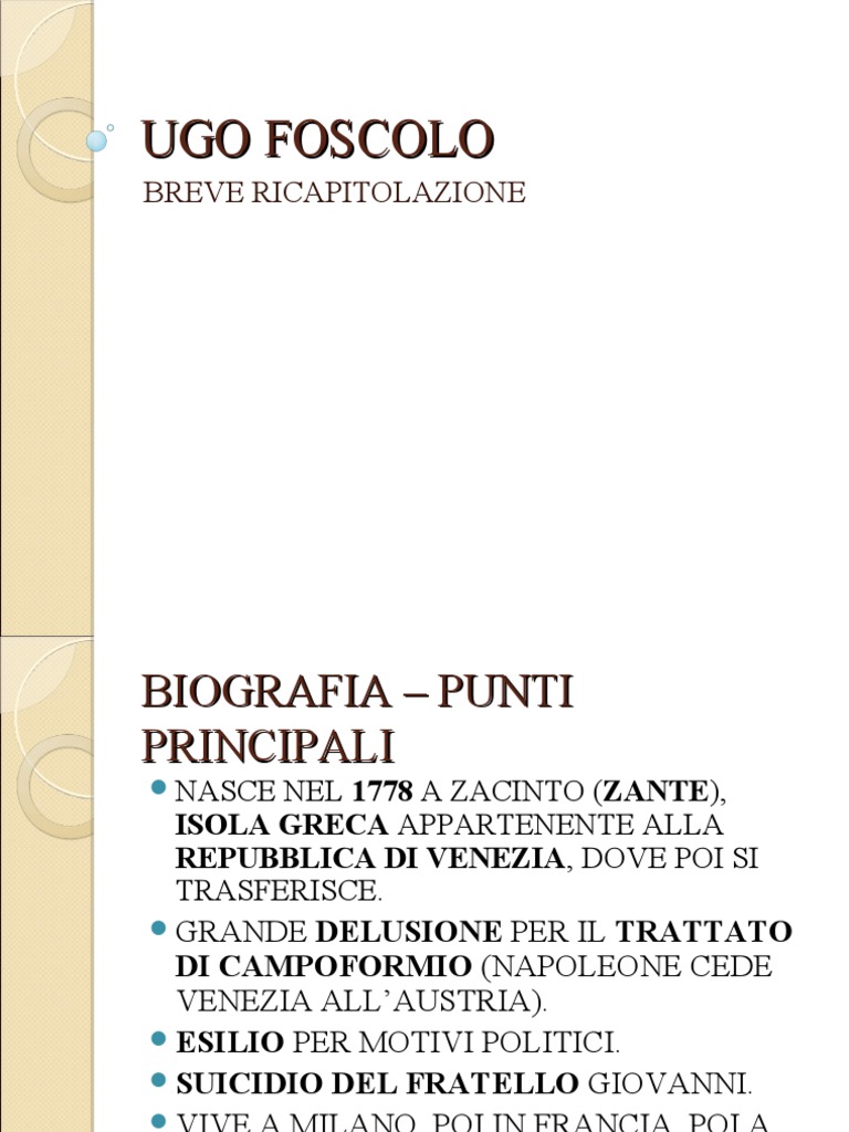 Ripasso Ugo Foscolo | PDF