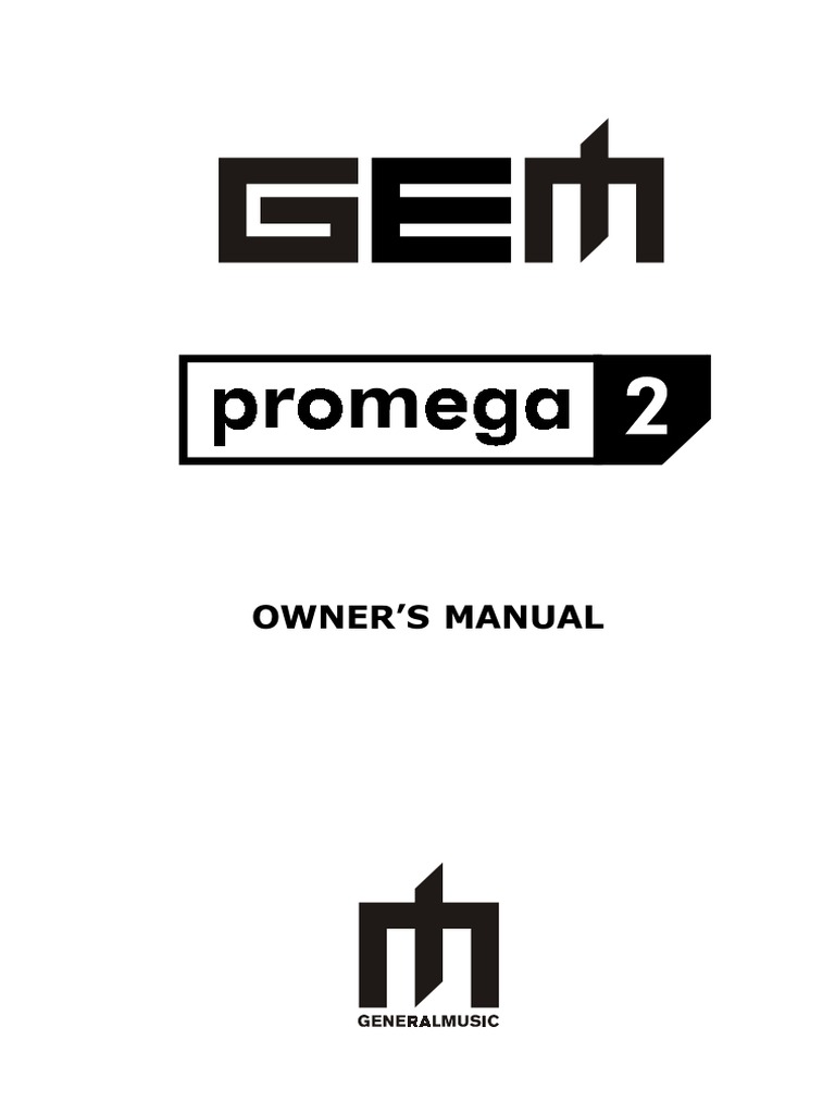 Gem Promega 2 User Manual (English) | PDF | Equalization (Audio) | Piano