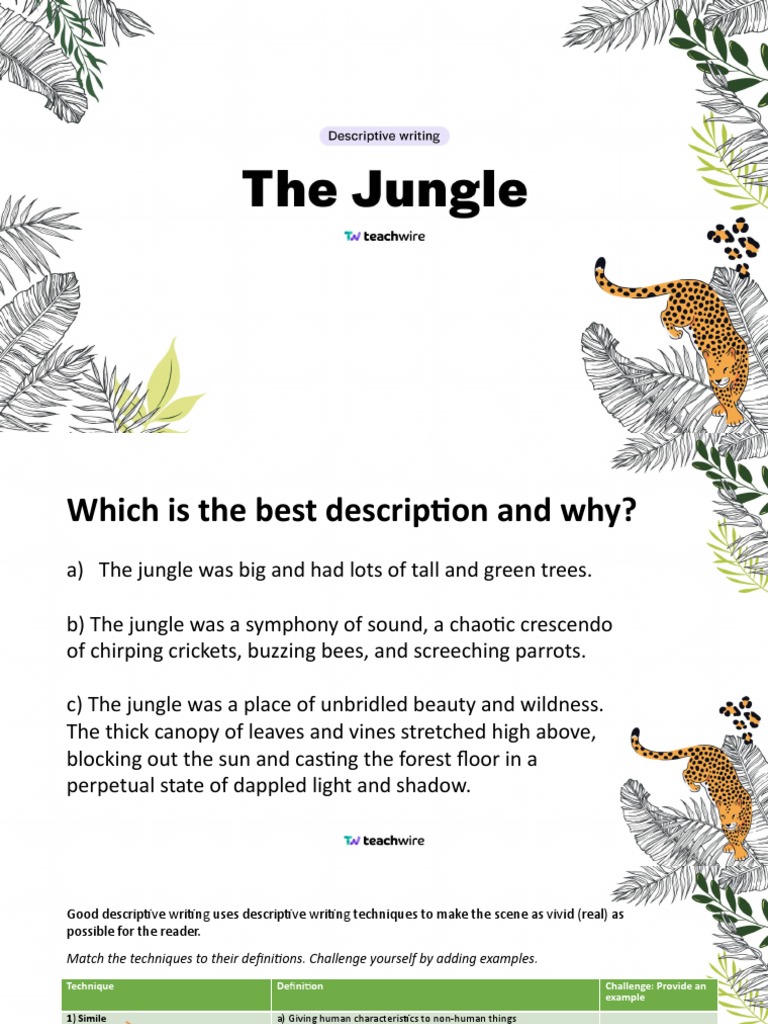 Descriptive writing- The Jungle | PDF