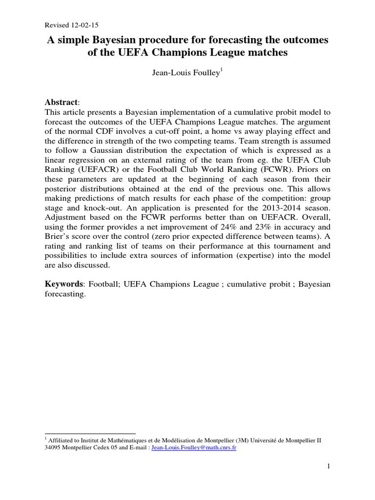 Uefa Bayesian | PDF | Normal Distribution | Bayesian Inference Uefa Bayesian | PDF | Normal Distribution | Bayesian Inference
