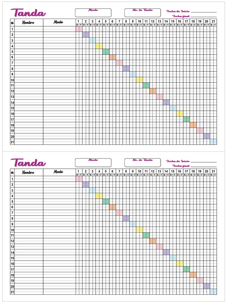 Formato de Tanda Semanal PDF Gratis | PDF