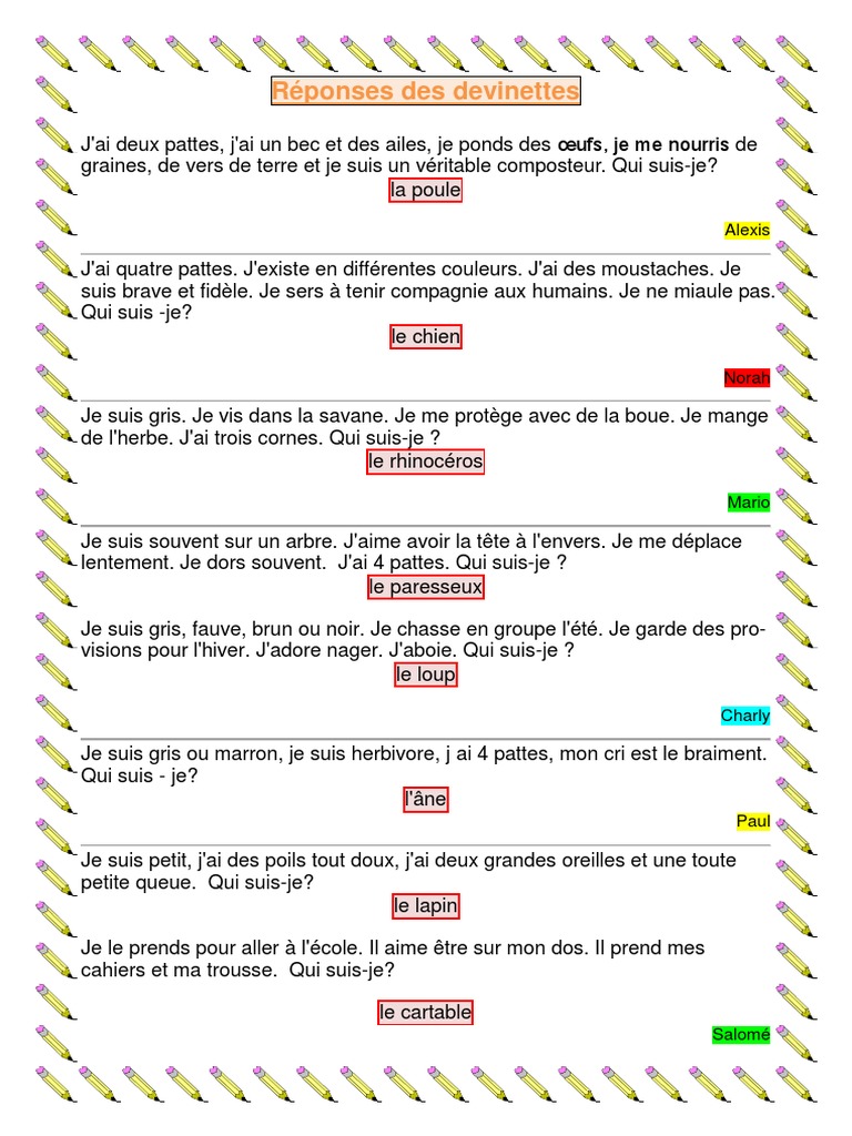 Devinettes Animales pour Enfants | PDF