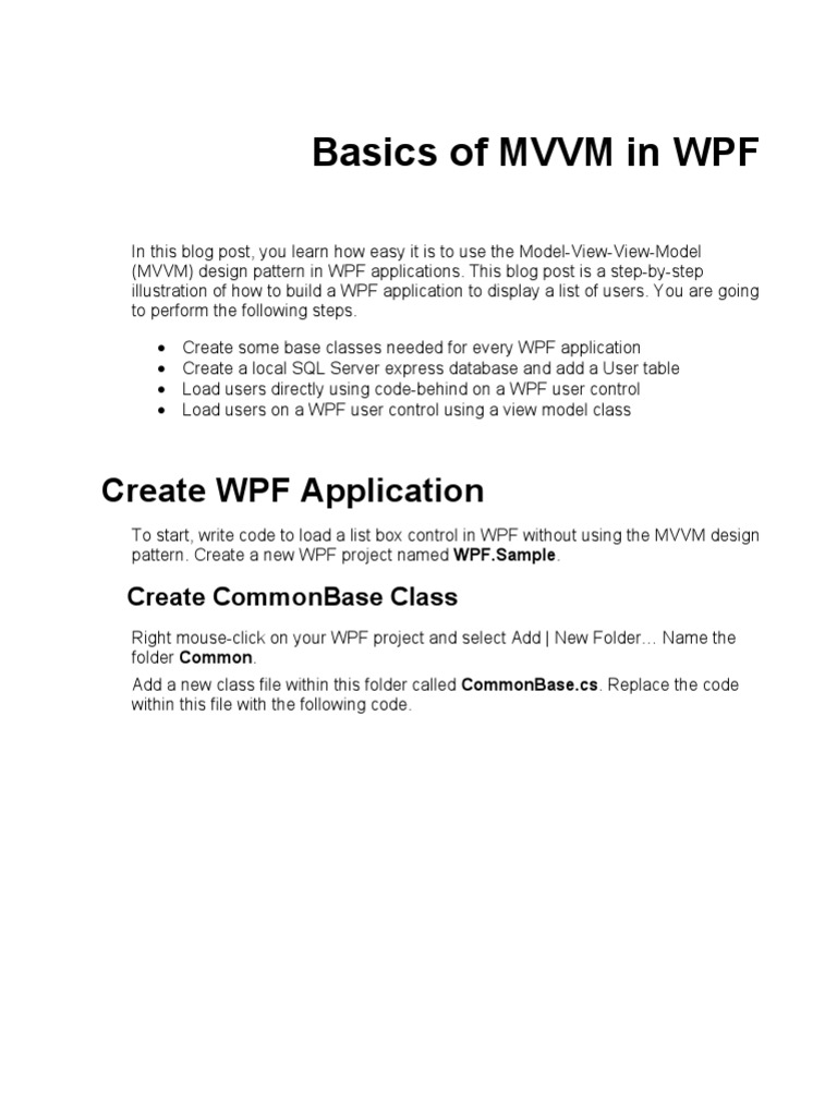 03 WPF MVVM Basics | Download Free PDF | Extensible Application Markup Language | Windows ...
