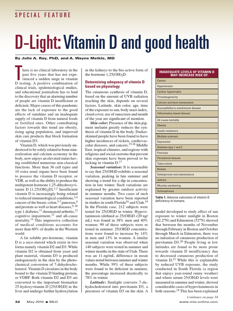 D Light Vitamin D and Good Health | Download Free PDF | Vitamin D | Medical Specialties