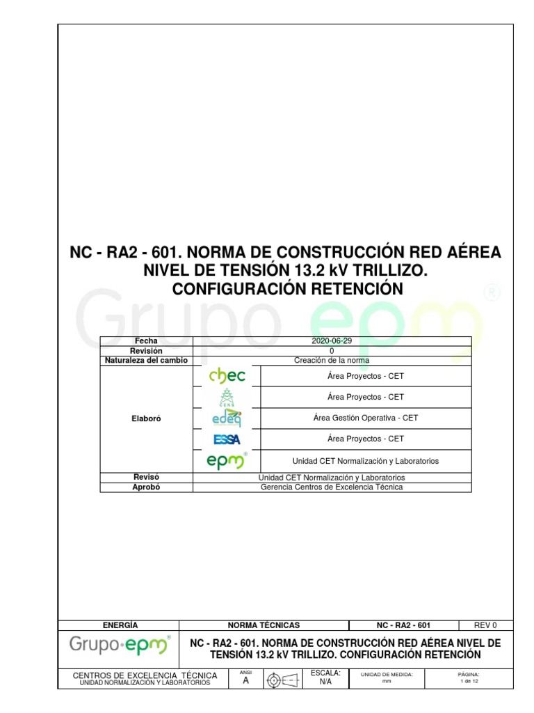 NC Ra2 601 | PDF | Aislador (Electricidad) | Conductor electrico