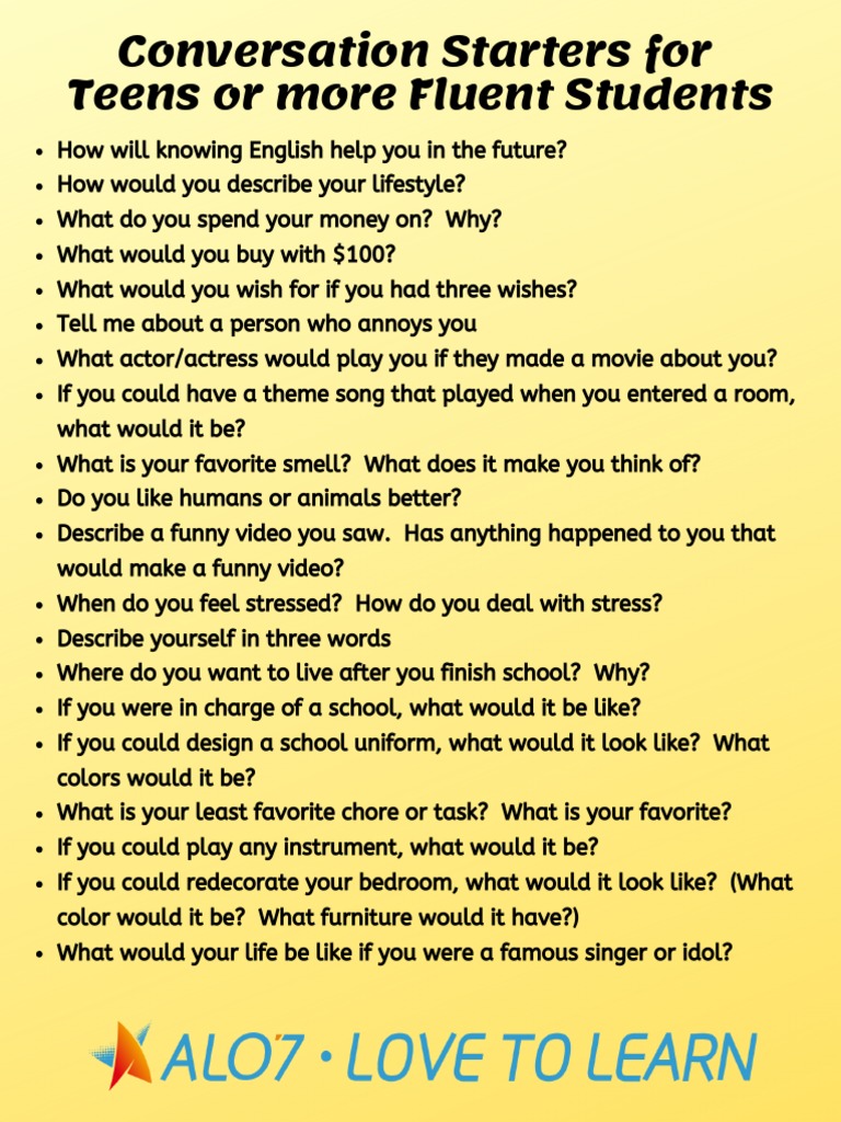 Engaging Conversation Starters for Teens | PDF | Language Arts & Discipline