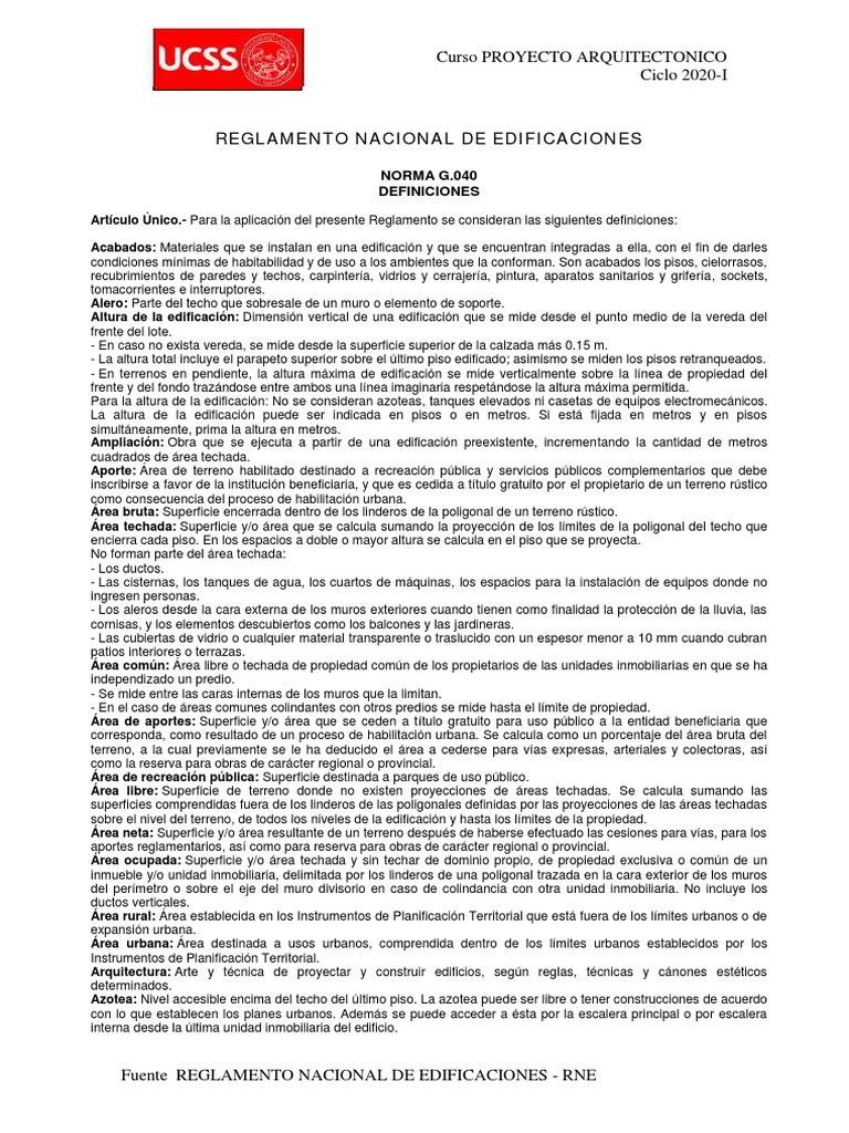 Norma G 040 Definiciones Rne | PDF