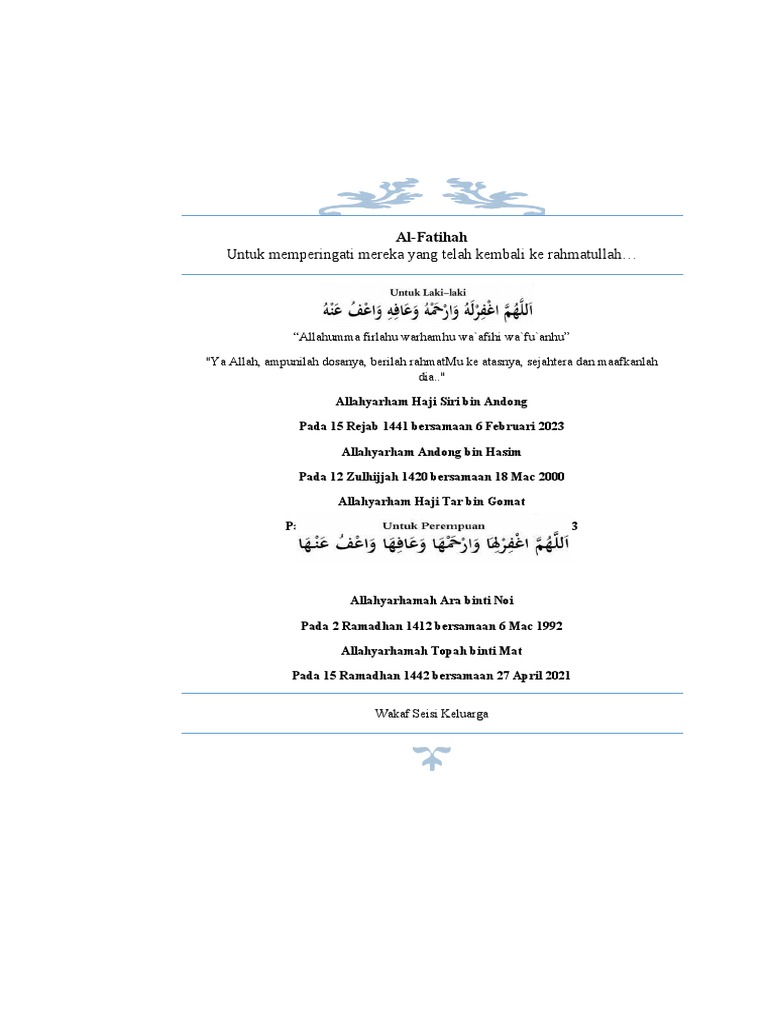 Allahumma Firlahu Warhamhu Wa | PDF