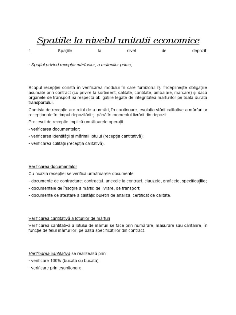 2.referat Spatiile Nivelul Unitatii Economice | PDF