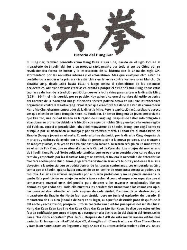 Historia Del Hung Gar | PDF