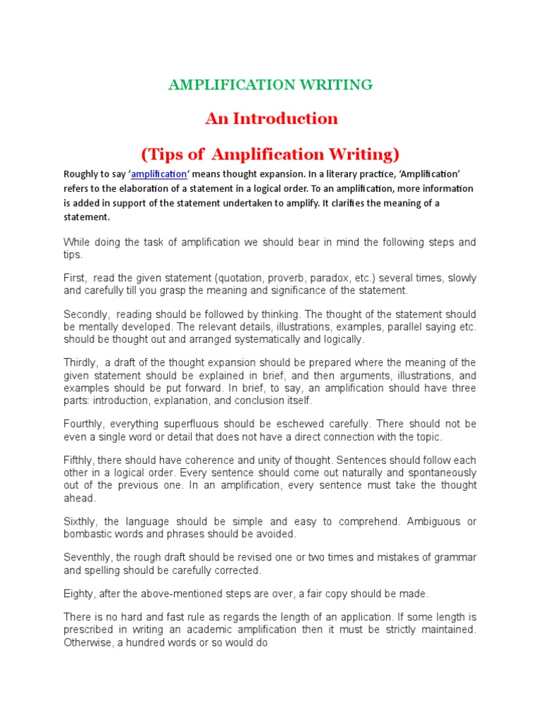 Amplification Writing | PDF | Knowledge | Thought
