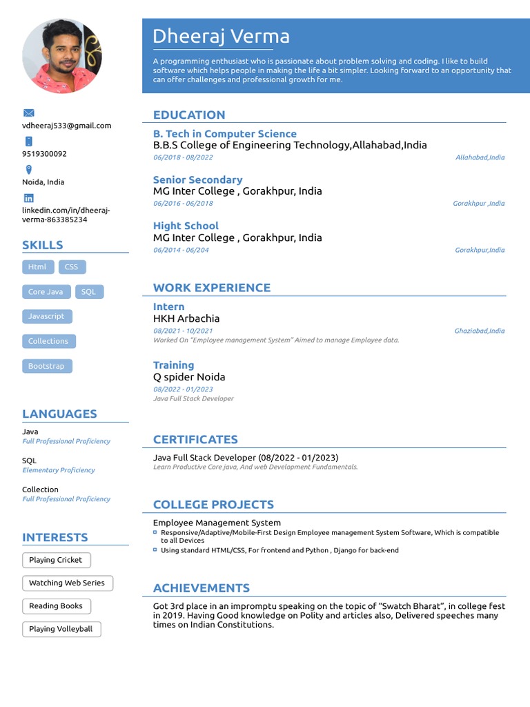 Dheeraj's Resume | PDF | World Wide Web | Internet & Web