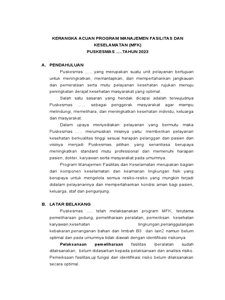 Program MFK Puskesmas 2023: Keselamatan dan Kesehatan | PDF | Sains ...