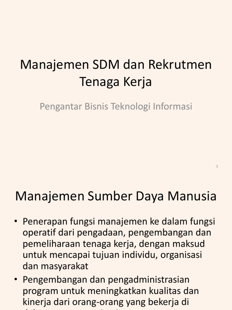 5 Manajemen SDM Dan Rekrutmen Tenaga Kerja | PDF