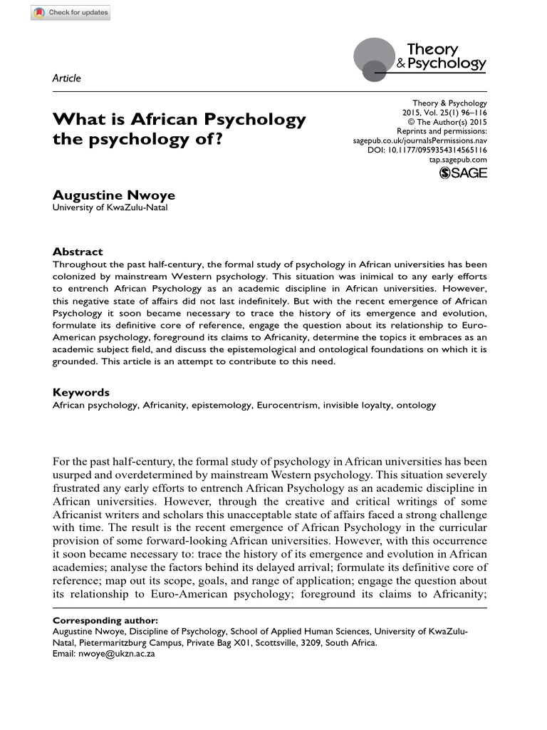 African Psychology | PDF | Psychology | Logic