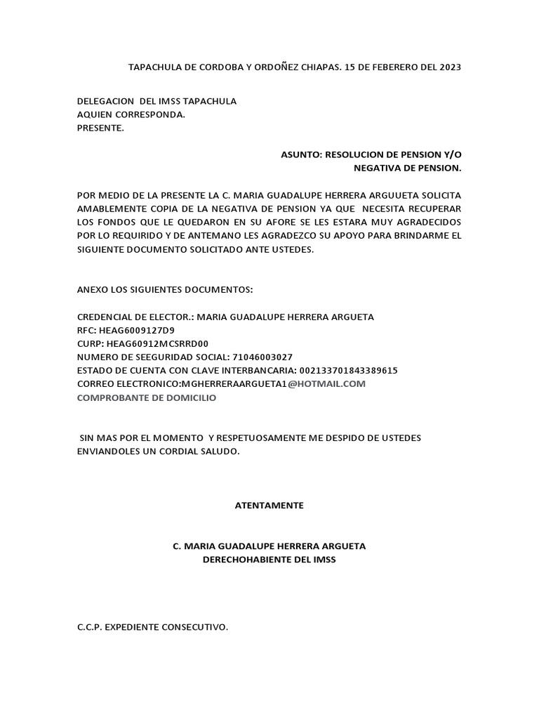 Oficio de Negativa | PDF