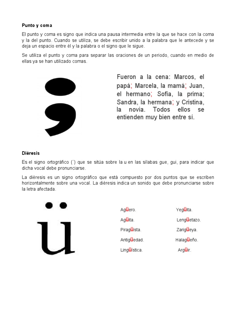 Significado y uso del punto y coma | PDF | Coma | Oración (Lingüística)