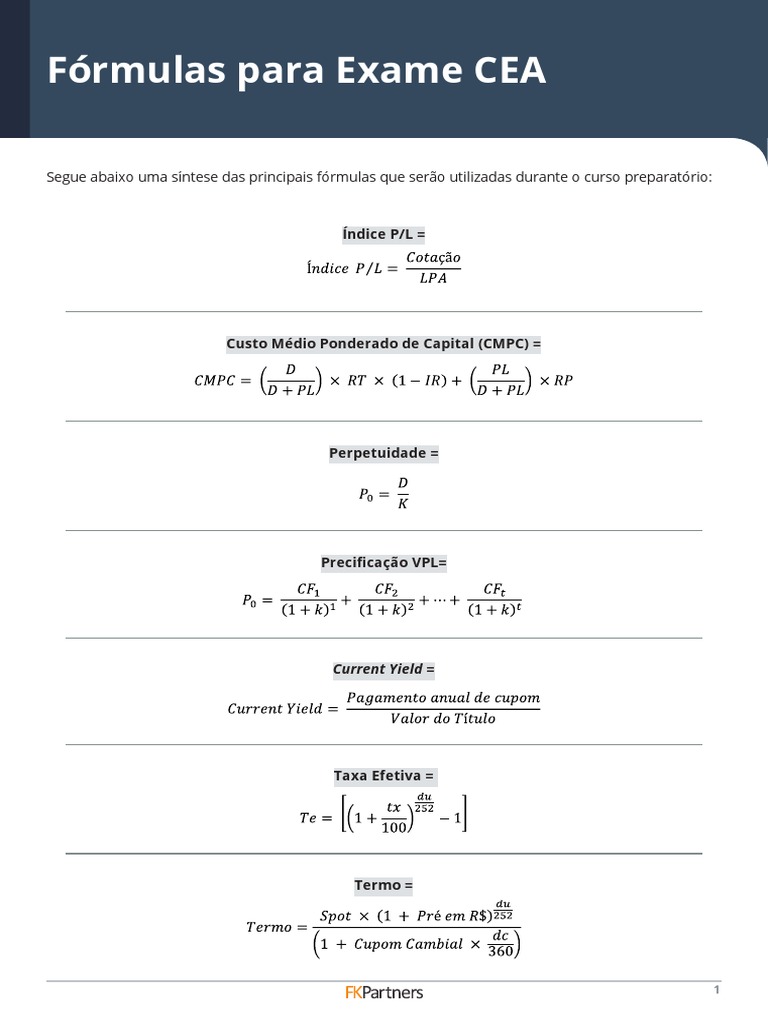 Formulas para o Exame Cea | PDF