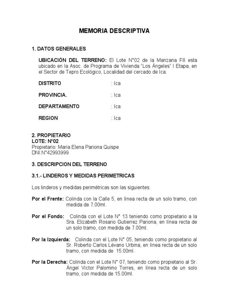 MEMORIA DESCRIPTIVA 2, 4 y 6 | PDF