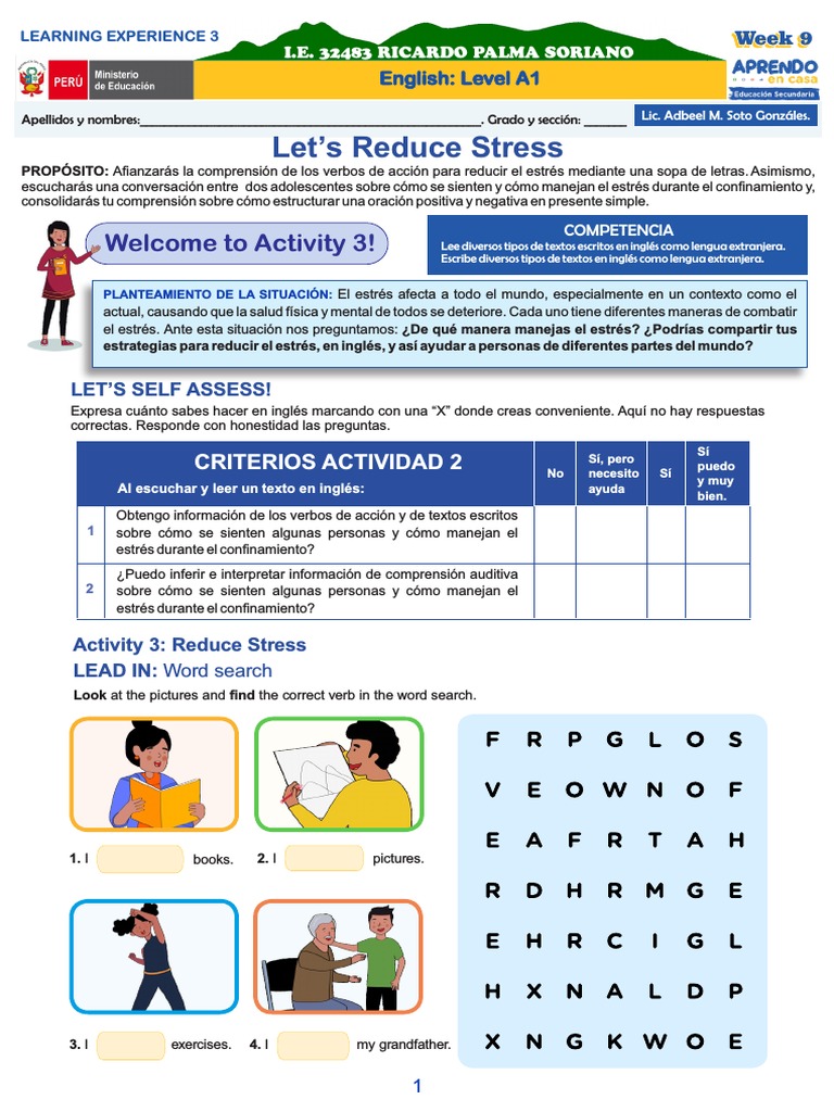 Aprendo en Casa A1 Learning Experience 3 Activity 3 Week 9 | PDF ...