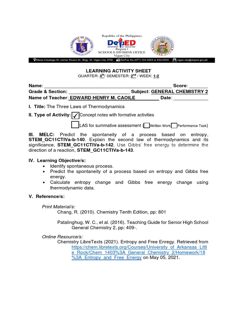Thermodynamics Laws & Entropy | PDF | Gibbs Free Energy | Entropy