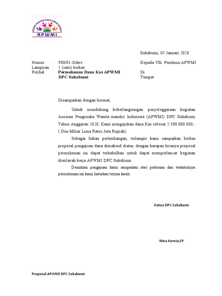 Proposal APWMI DPC SUKABUMI | PDF