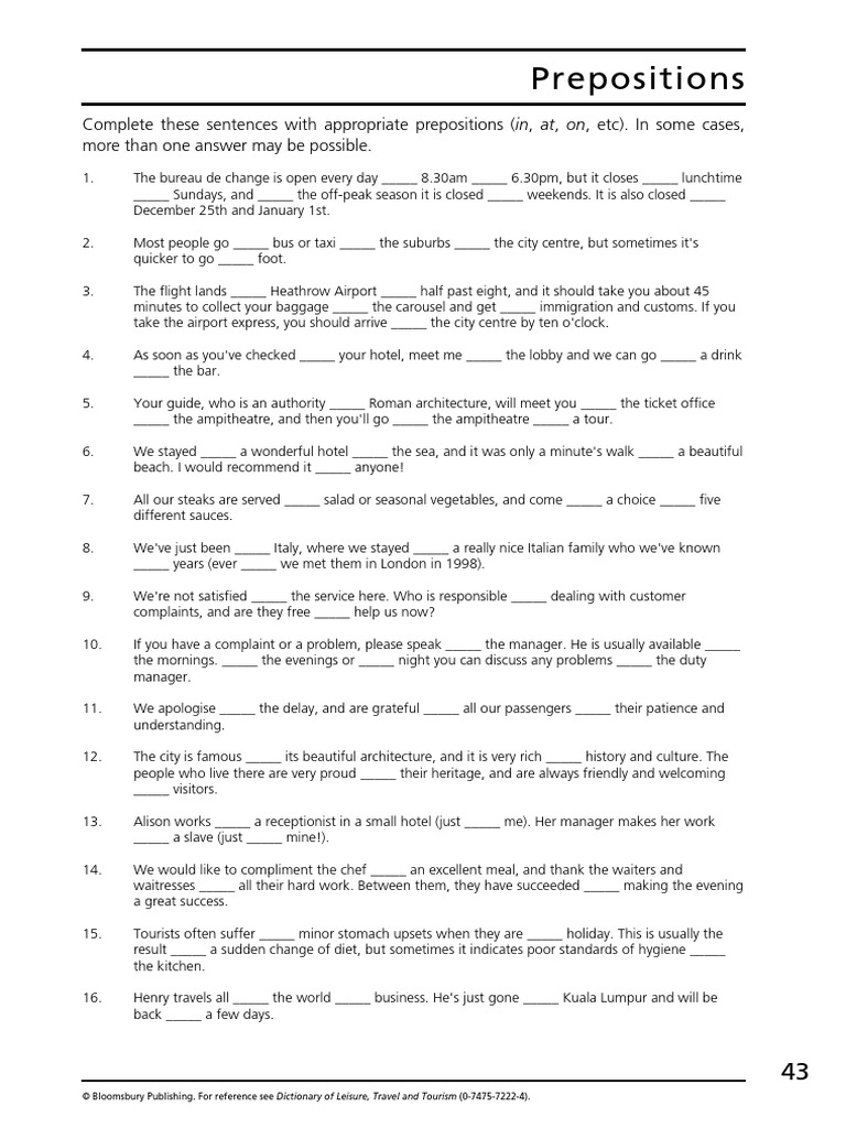 Prepositions B1 | PDF