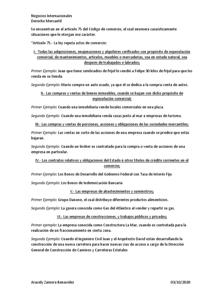 Artículo 75 Del Código de Comercio | PDF | Bancos | Comercio