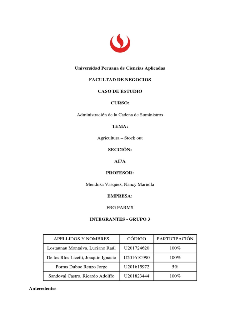 Caso FRG Farms | PDF | Logística | Perú