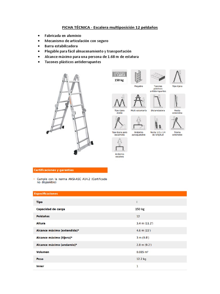 FICHA TÉCNICA ESCALERA | PDF