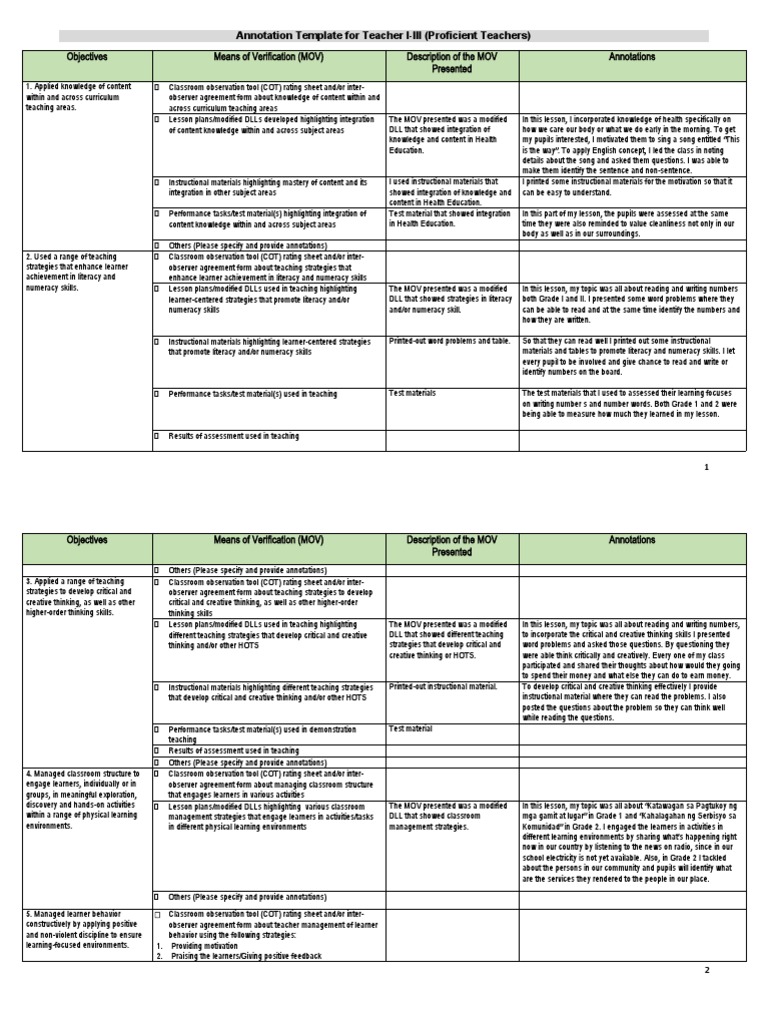 AppendixL.1 AnnotationTemplate TeacherI-III | PDF | Educational ...