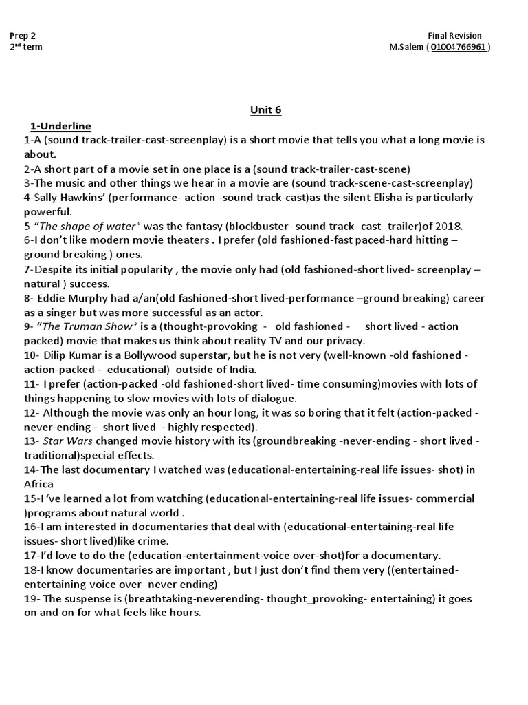 Prep 2 2nd Term Final | PDF | Sea | Oceans