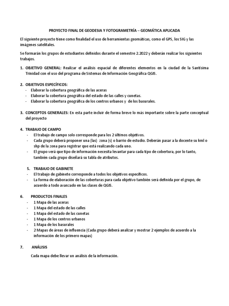 Proyecto Final de Geodesia y Fotogrametría - 2.2022 | PDF