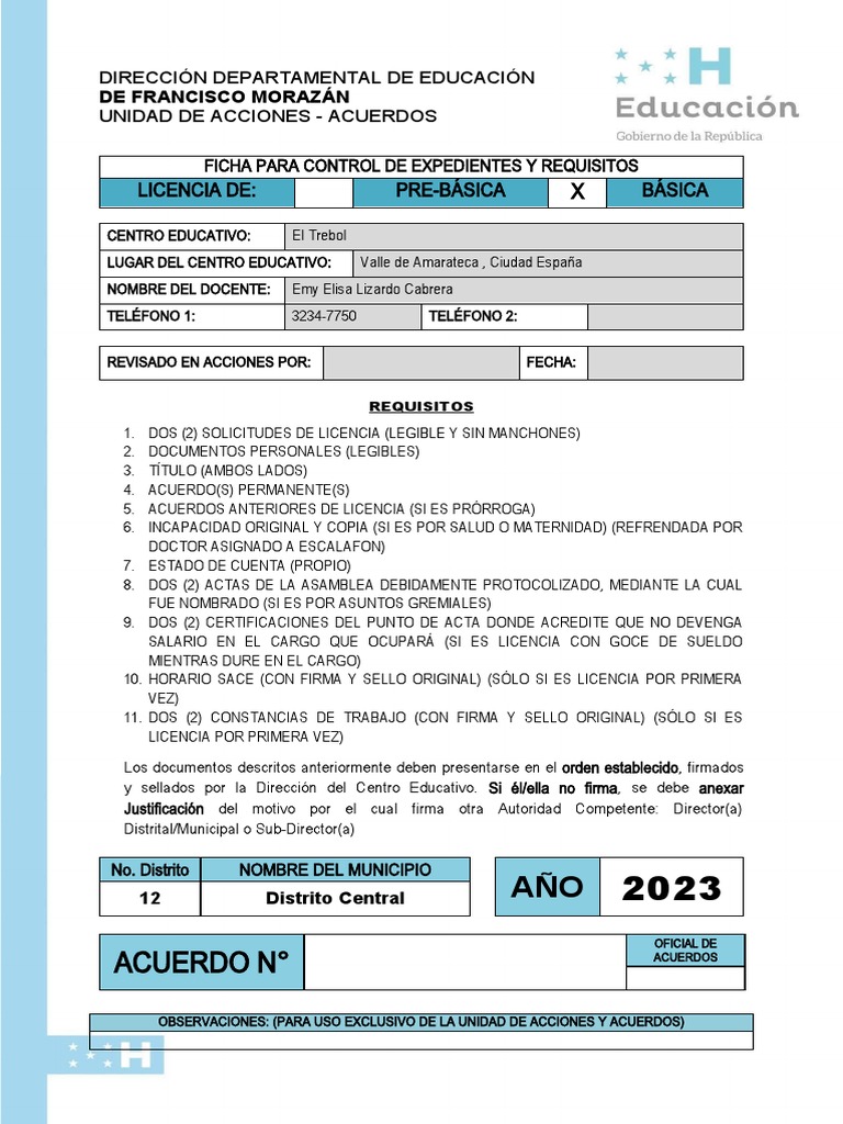 Prorroga de Licencias - Emy Lizardo - 2023 | PDF