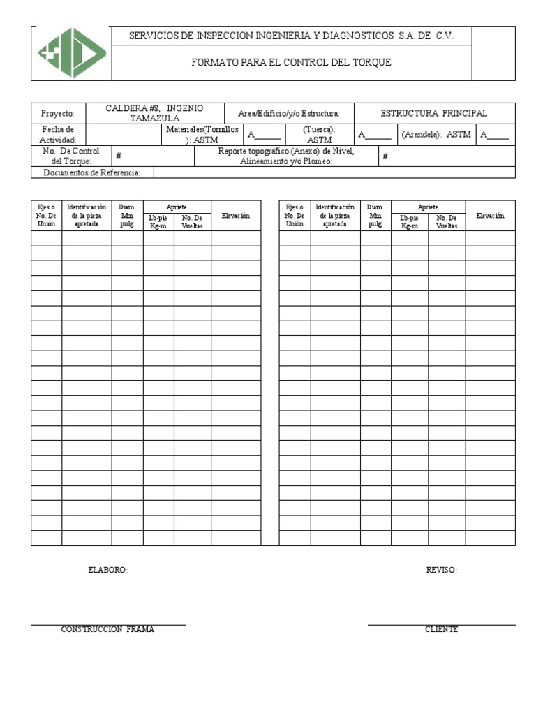 Formato de Torque Oficial | PDF