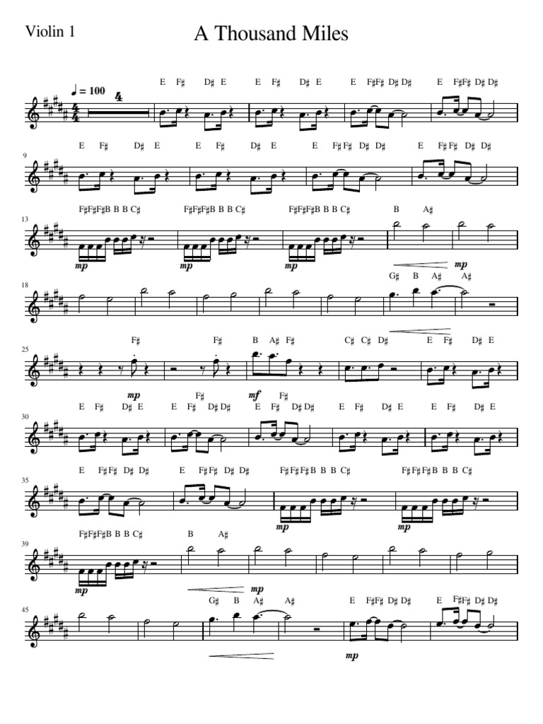 A Thousand Miles-Violin 1 | PDF