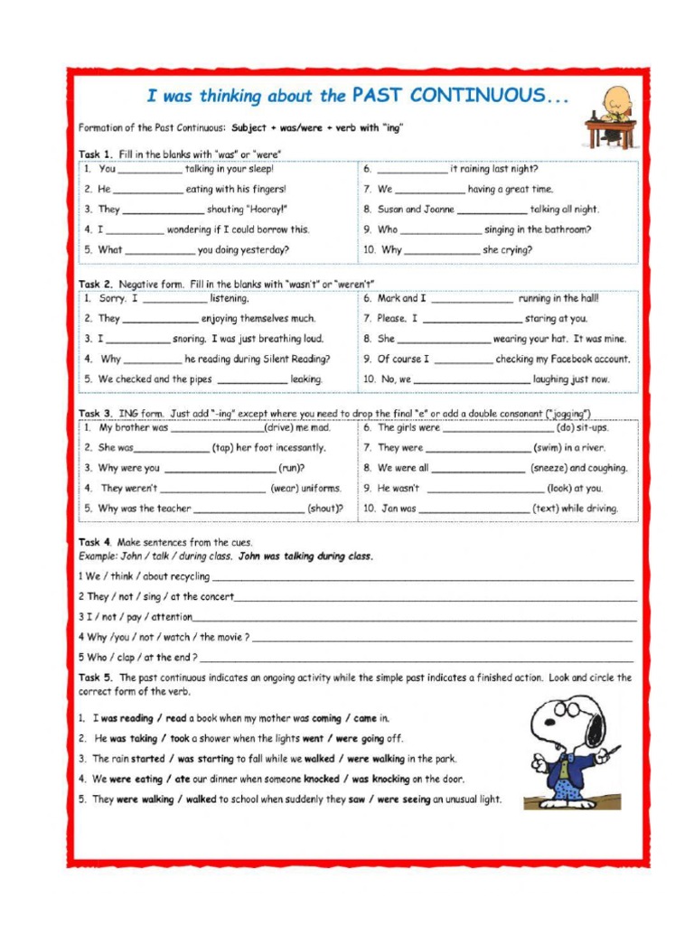 past continuous exercise | PDF