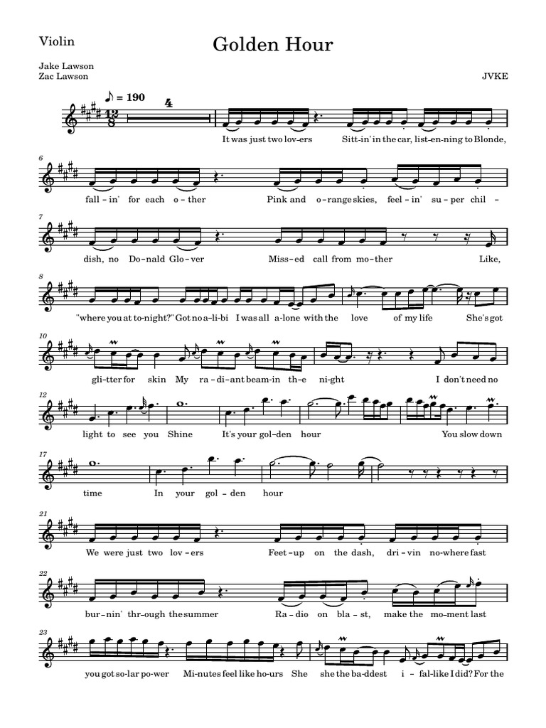 Golden Hour JVKE-Violin | PDF