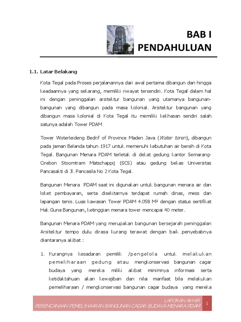 Laporan Akhir Cagar Budaya PDAM | PDF