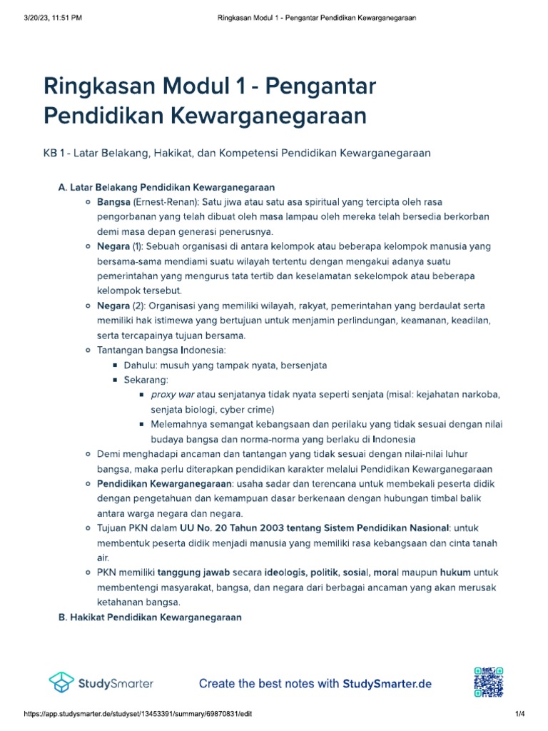 Ringkasan Modul 1 PKN | PDF