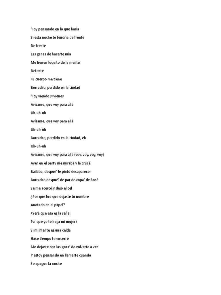 Letra Borracho Plastica | PDF